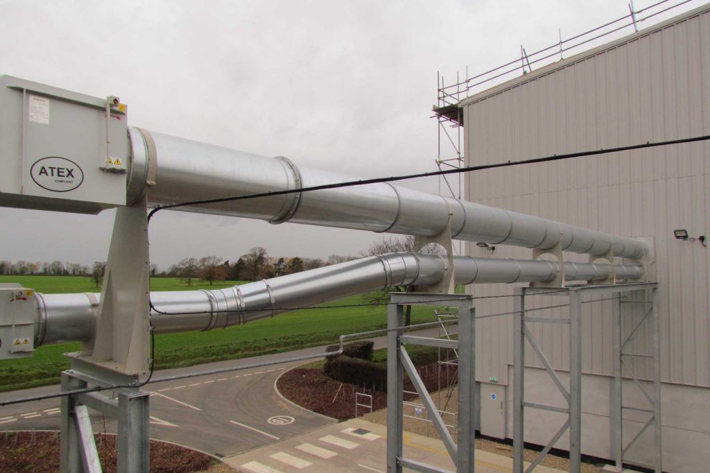 Ductwork specifically designed for the extraction of dust